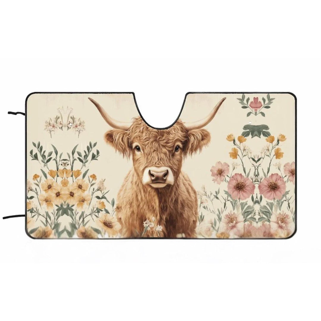 Highland Cow Windshield Sun Shade: Vehicle Cooling Protection for Car ...