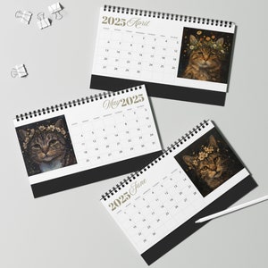 2025 Flower Cat Desktop Calendar, Cute Gift Idea, Whimsical Tabletop ...