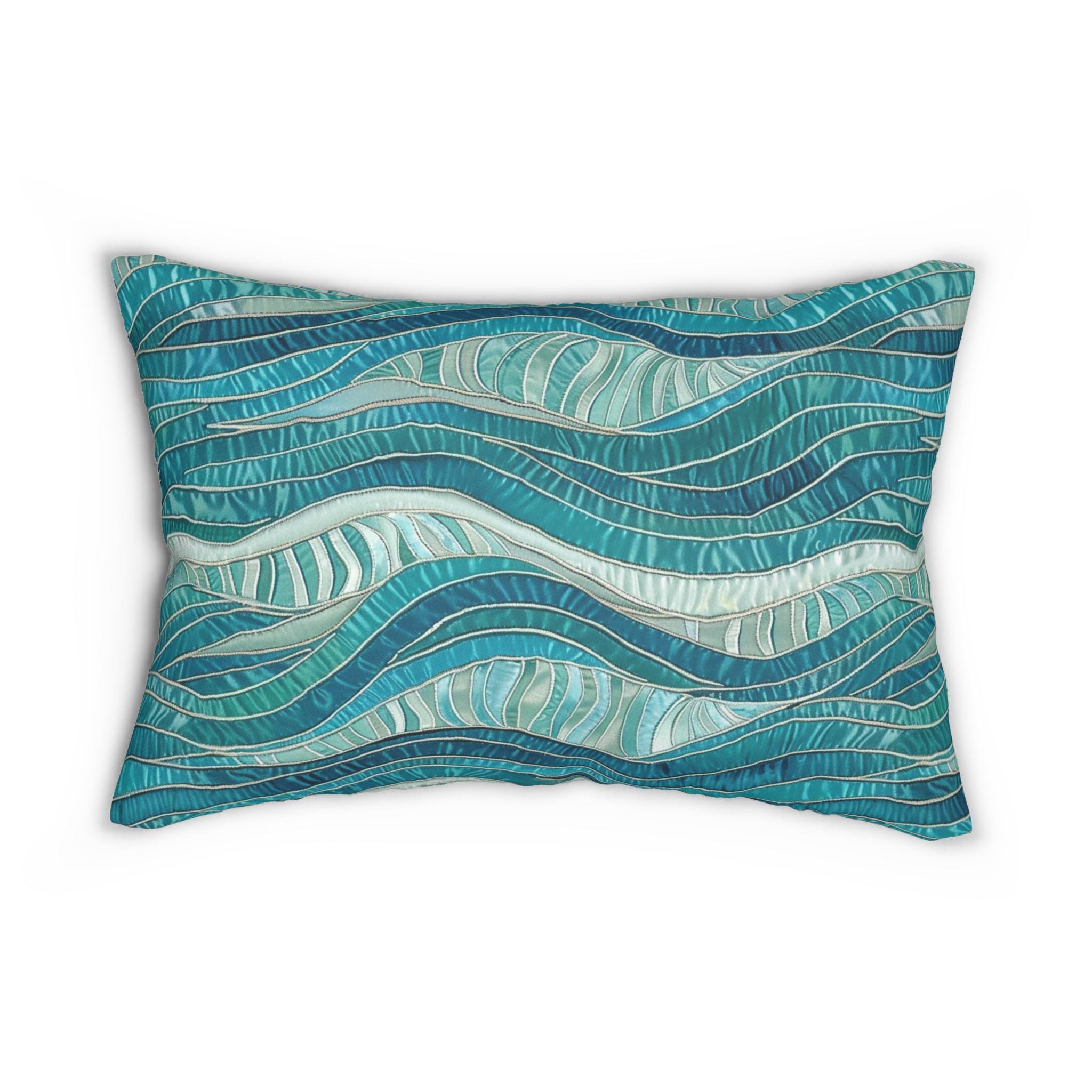 Ocean-inspired Blue Wave Lumbar Pillow - Decorative Coastal Cushion for ...
