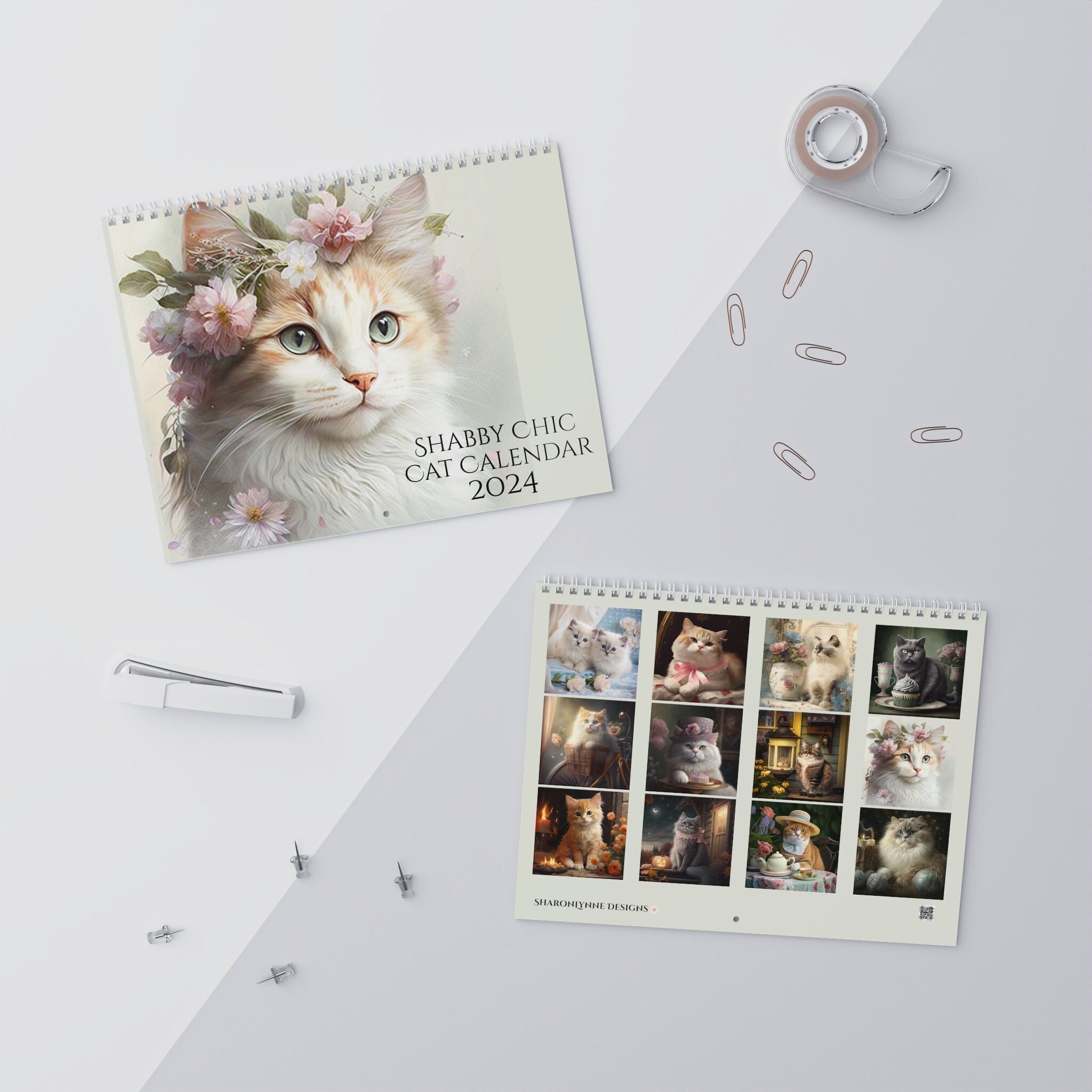 Cat Calendar, Kitty Calendar, Shabby Chic Cat Calendar sold by Advanced ...