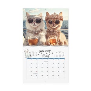 Cat Calendar, Chic Cat-themed 2025 Wall Calendar for Cat Lovers - Etsy
