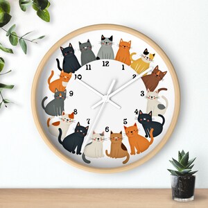 Cat Wall Clock, Cute Kitty Clock, Whimsical Feline Watch, Animal Lover ...