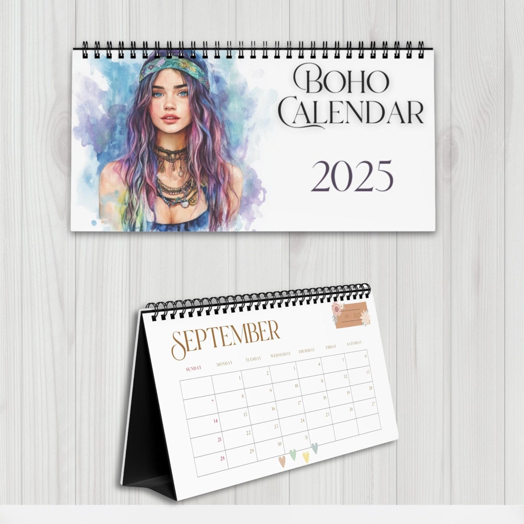 Boho Calendar, Eclectic 2025 Desk Planner With Aesthetic Designs - Etsy