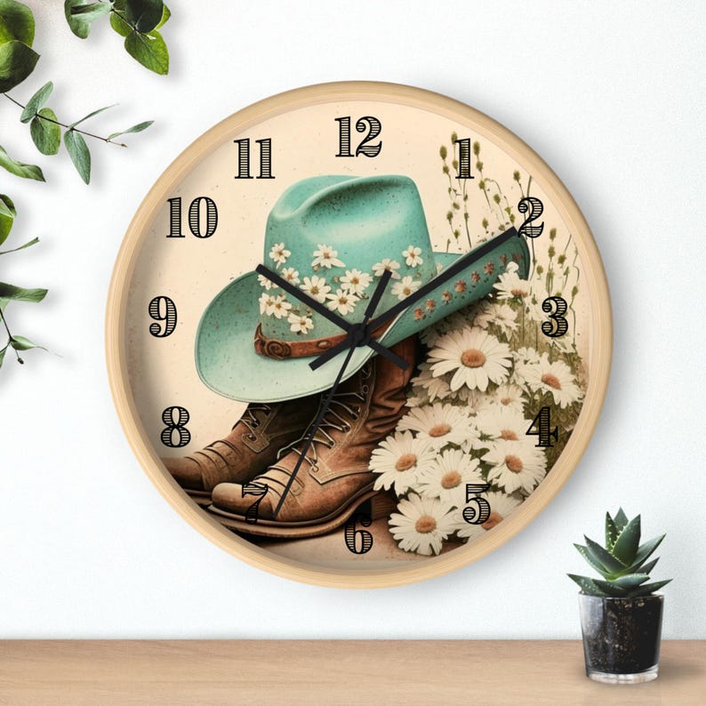 Floral Cowgirl Wall Clock – Rustic Western Home Decor - Etsy