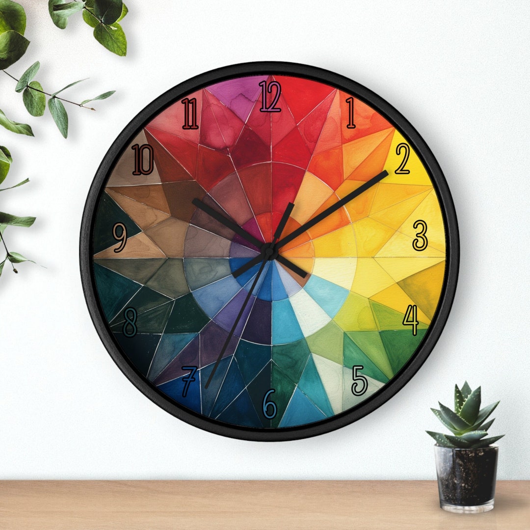 Color Wheel Clock, Colorful Wall Clock, Clock With Numbers, Colorful ...