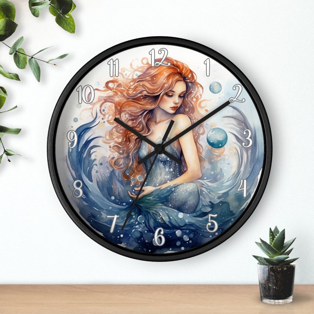 Mermaid Wall Clock, Mermaid Clock, Mermaid Wall Decor, Gift Giving Idea ...