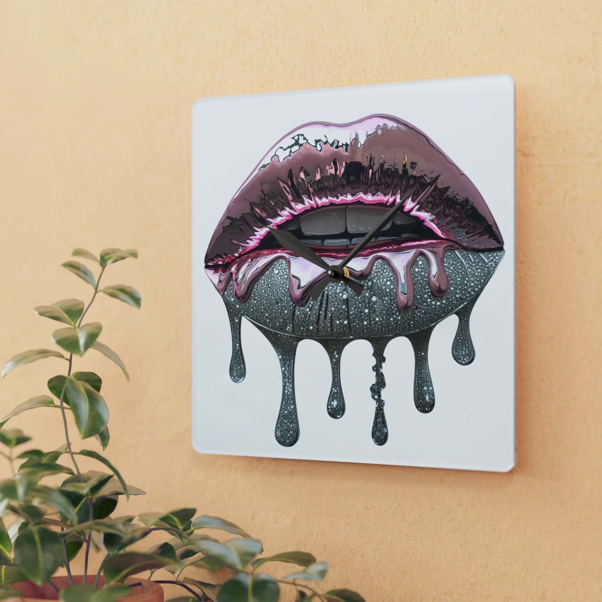 Lips Wall Clock, Diamond Lip Clock, Lip Wall Clock, Gift Giving Ideas ...