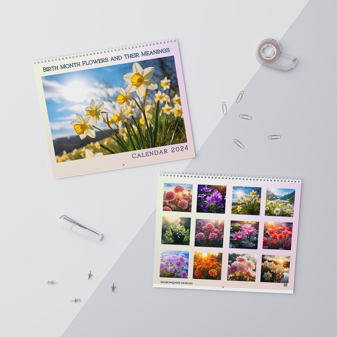 Flower Wall Calendars Birth Month Flower Calendar Floral - Etsy