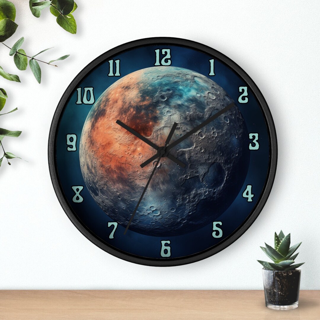 Moon Wall Clock, Full Moon Clock, Colorful Moon Clock, Wall Clock, Gift ...