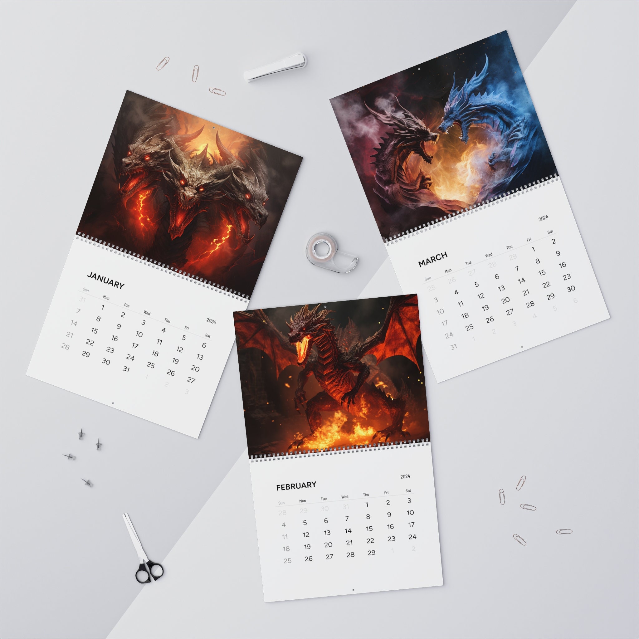 Fire Dragon Calendar, Dragon Calendar, Fire Calendar, Dragon Calendar ...