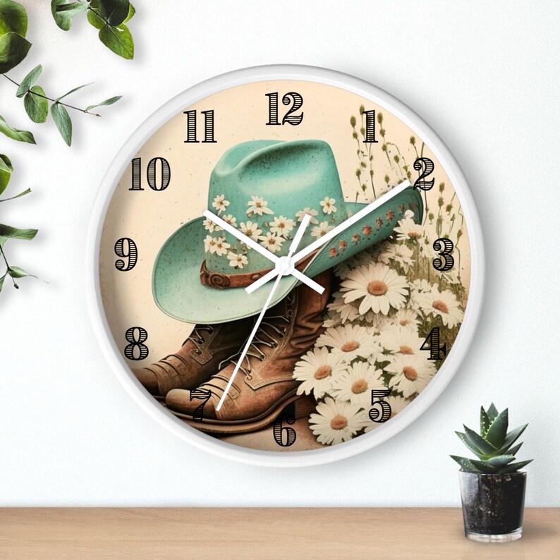 Floral Cowgirl Wall Clock – Rustic Western Home Decor - Etsy