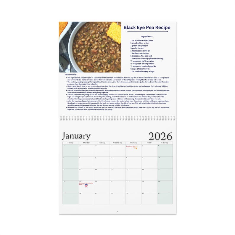 Recipe Wall Calendar 2026 Monthly Kitchen Planner Foodie Gift Cooking ...