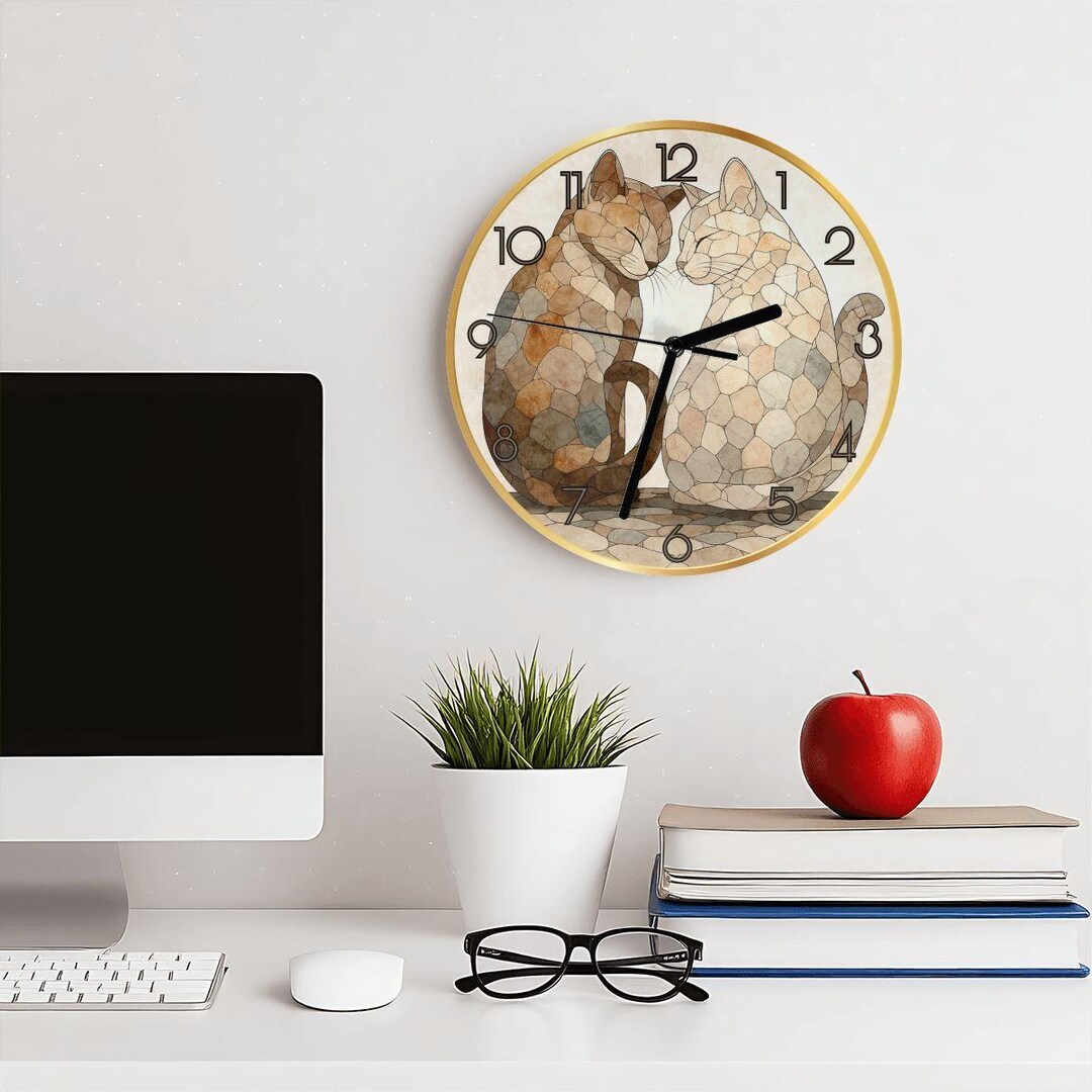 Feline-inspired Timepiece: Decorative Cat Wall Clock for Home, Office ...