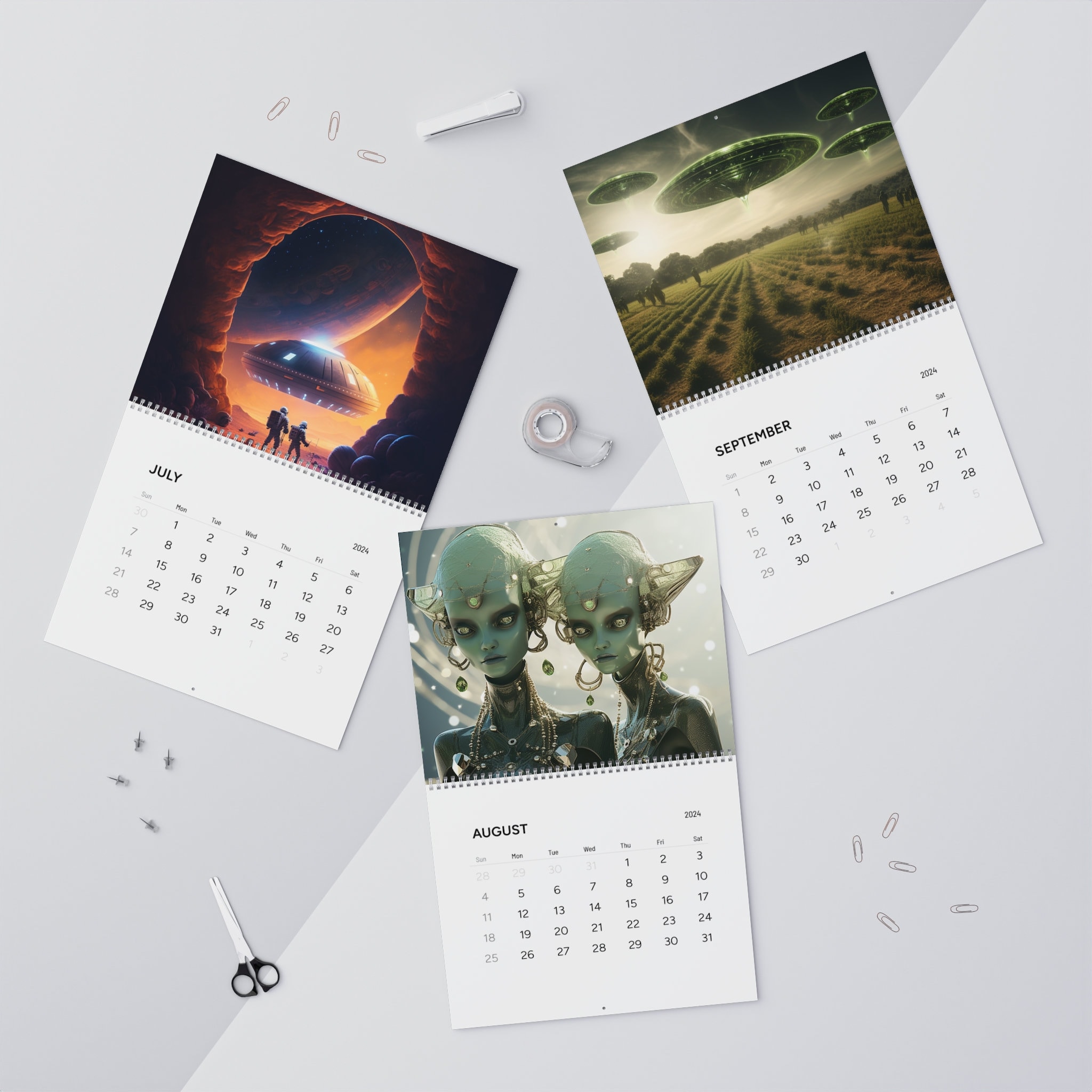Alien Wall Calendar, Alien Calendar, Alien Calendar 2024, 2024 Alien ...