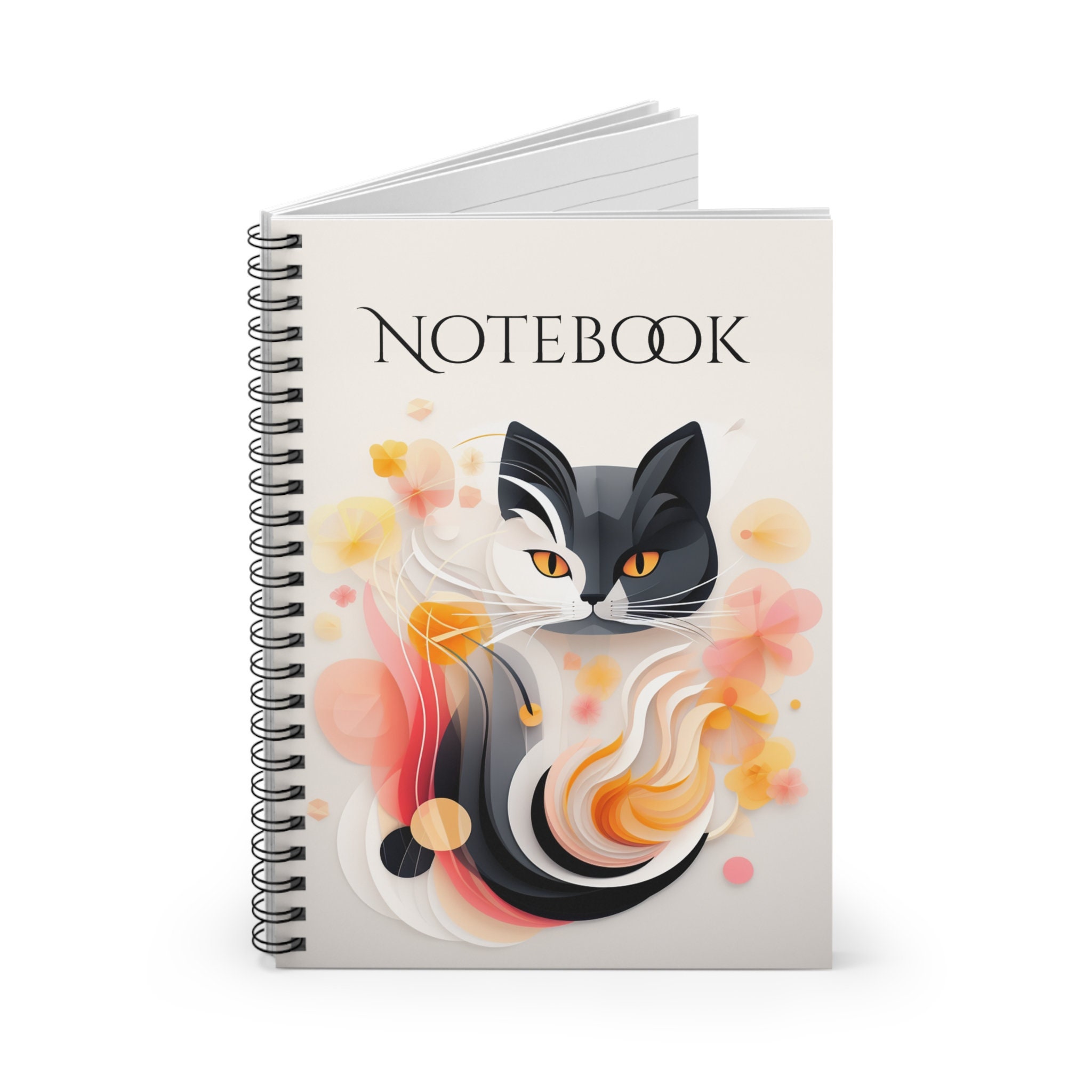 Cat Notebook, Flower Notebook, Cat Journal, Unique Notebook, Cute Cat ...