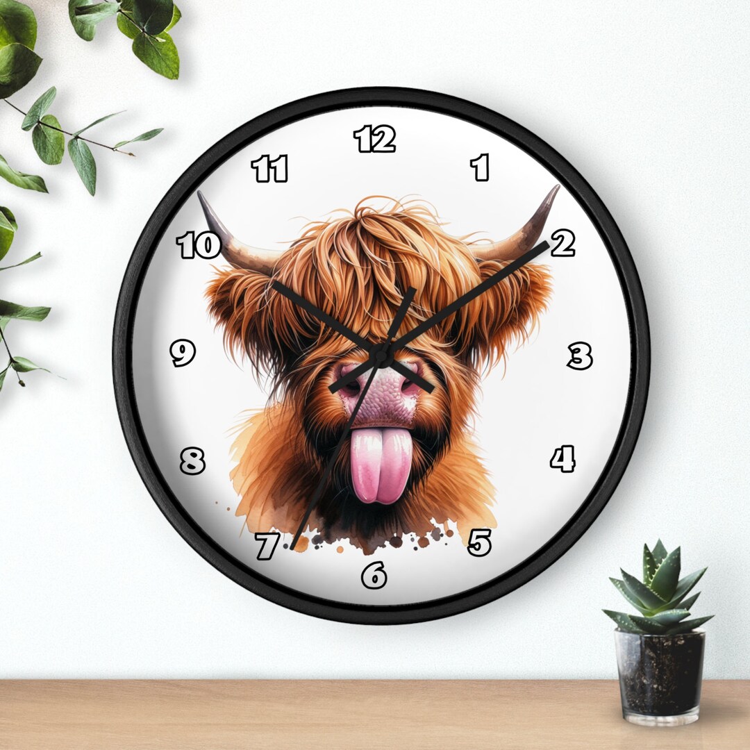 Highland Cow Wall Clock: Unique Farmhouse Decor Gift - Adorable Country ...