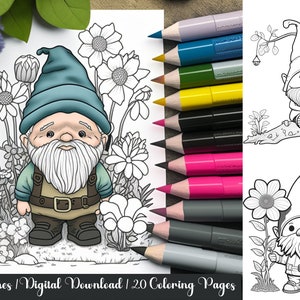 Cute Gnome Coloring Pages 20 Pages, Digital Download, Coloring Pages - Etsy
