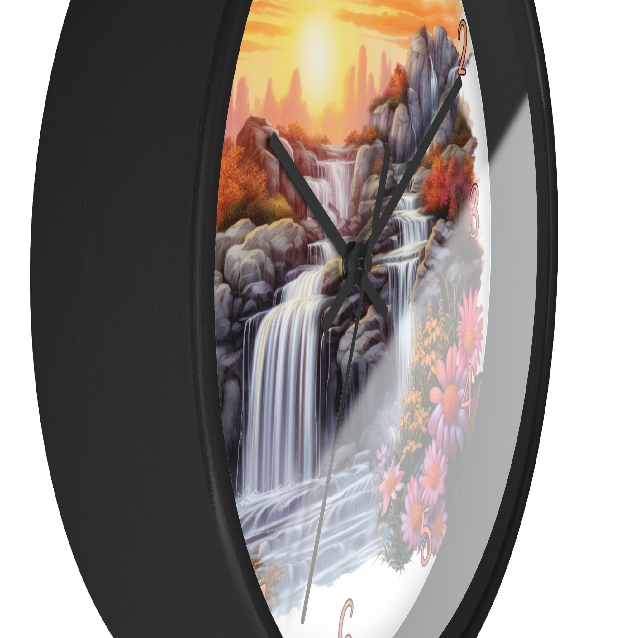 Tropical Wall Clock, Waterfall Wall Clock, Watercolor Clock, Waterfall ...