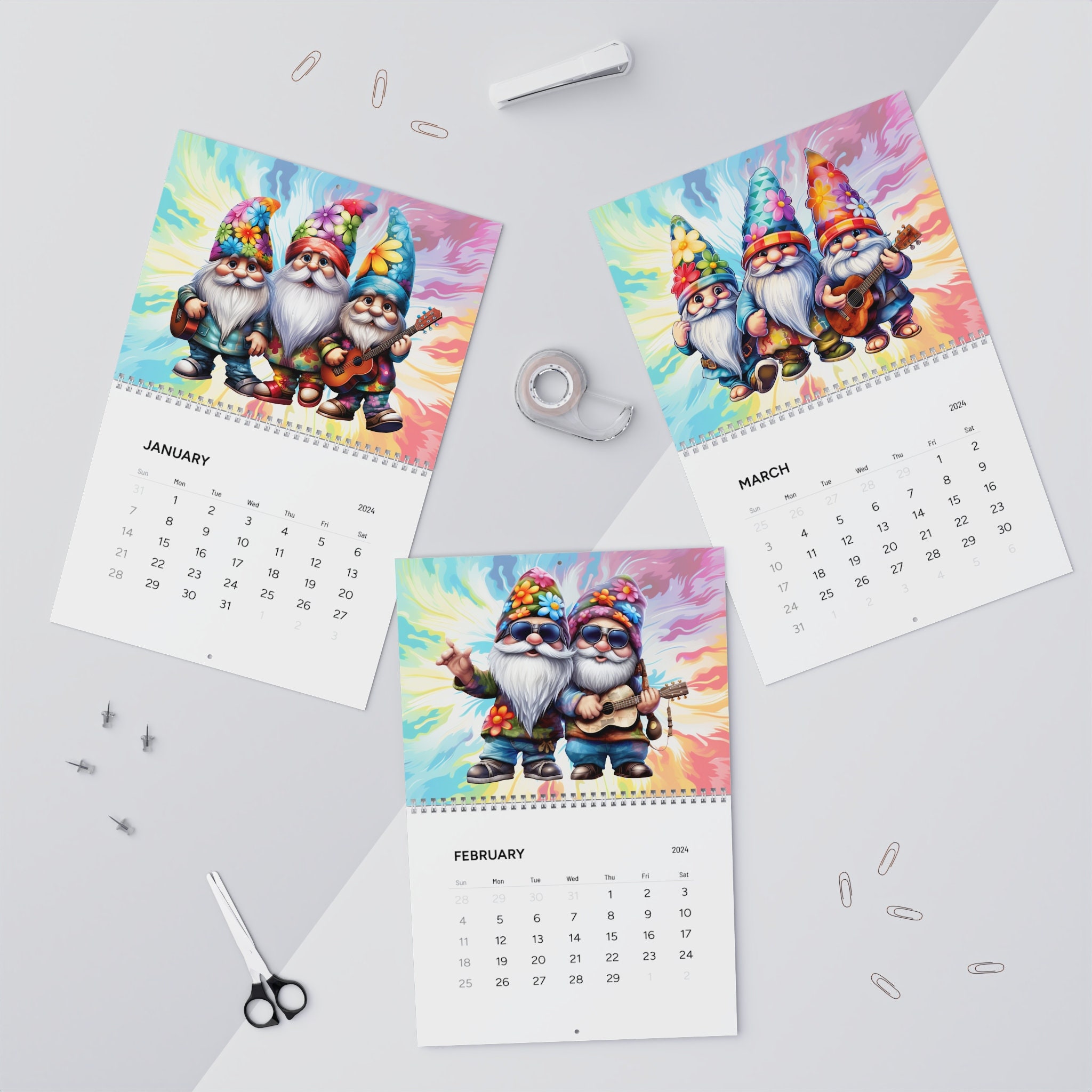 Hippy Gnome Calendar, Hippy Calendar, Gnome Calendar, Kitchen Wall ...