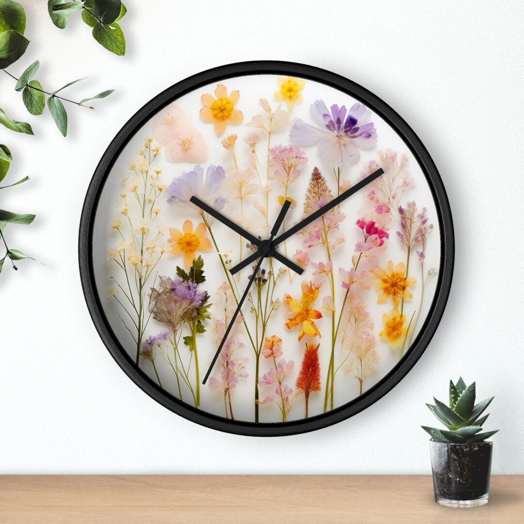 Unique Pretty Dried Flower Wall Clock Thoughtful Gift Idea for Mom - Etsy