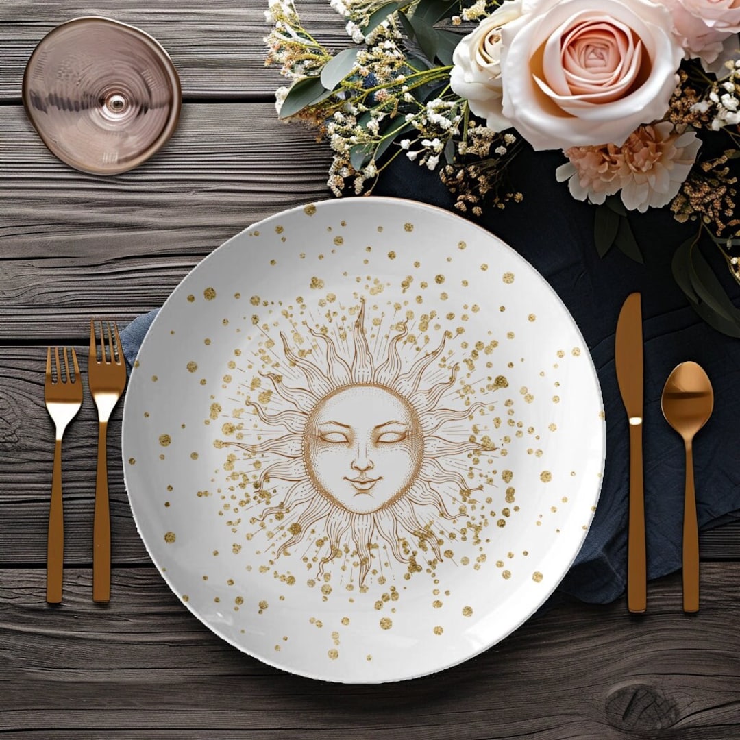 Sun Dinner Plates, Gold Sun Plates, Everyday Plates, Sun Plates, Gift ...