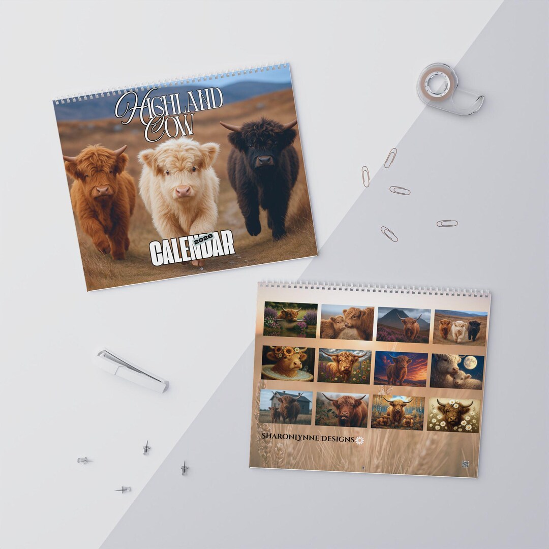 2026 Highland Cow Calendar: Rustic Farmhouse Planner With Country Art ...