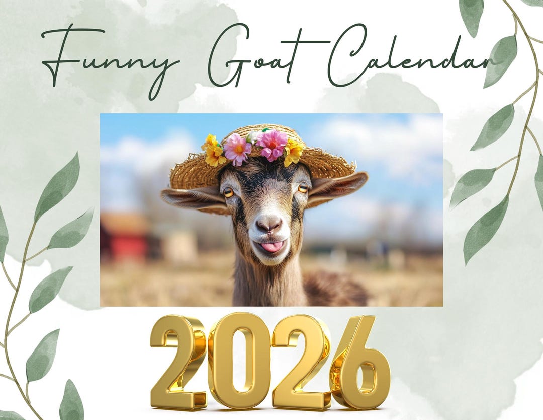 Funny Goat 2026 Wall Calendar: Farm Animal Monthly Planner - Etsy