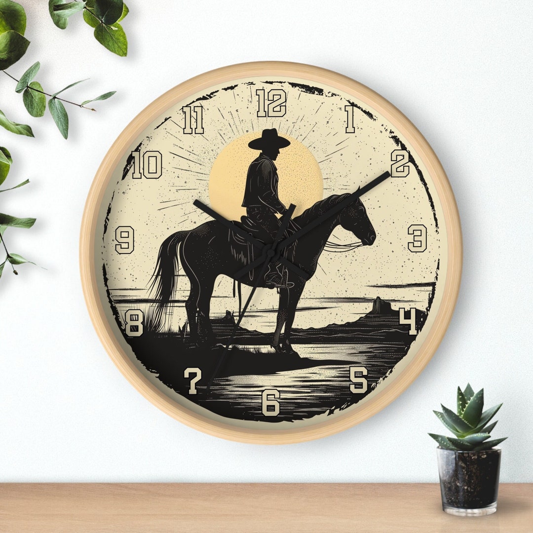 Rustic Western Cowboy Wall Clock: Unique Decorative Timepiece for Ranch ...
