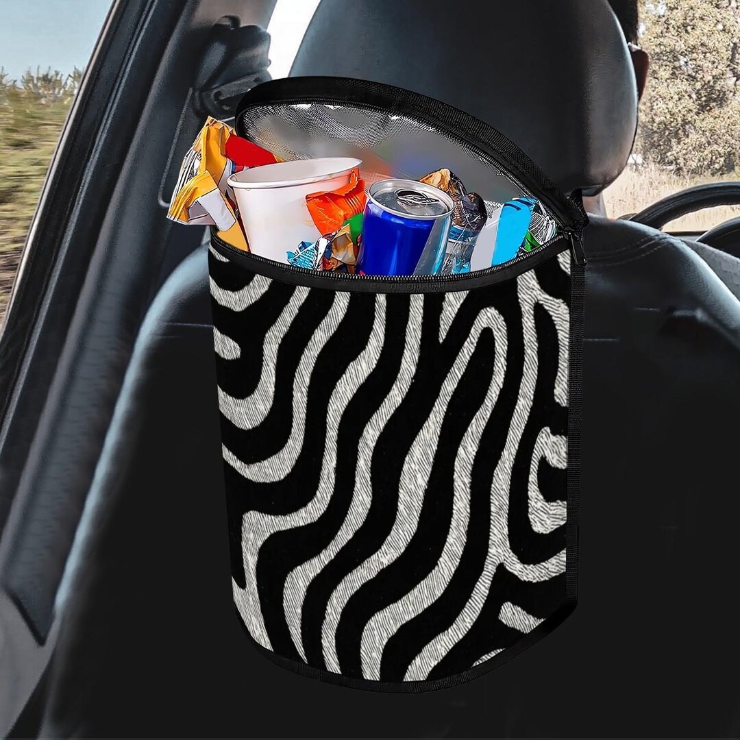 Zebra Print Bucket-shaped Automobile Garbage Container: Stylish Vehicle ...