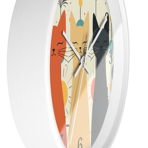 Retro Feline Wall Clock: Mid-century Modern Cat Timepiece for Nostalgic ...