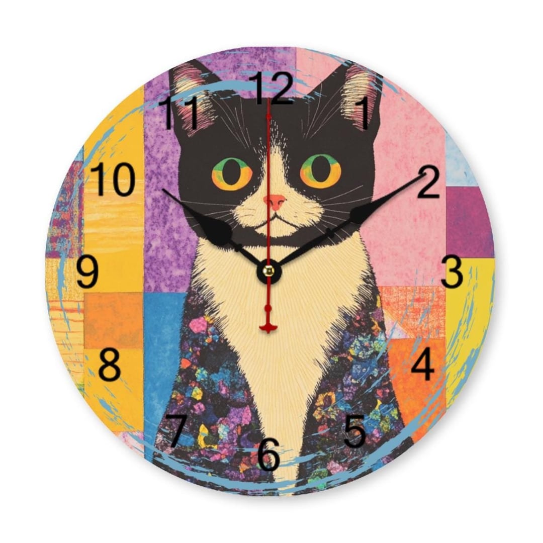 Retro Cat Clock, Vintage Feline Timepiece Home Decor Antique Style ...