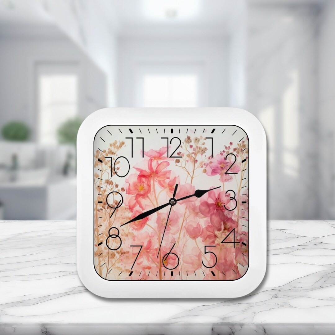 Flower Square Clock, Cute Square Clock, Gift Giving Idea, Useful Gift ...