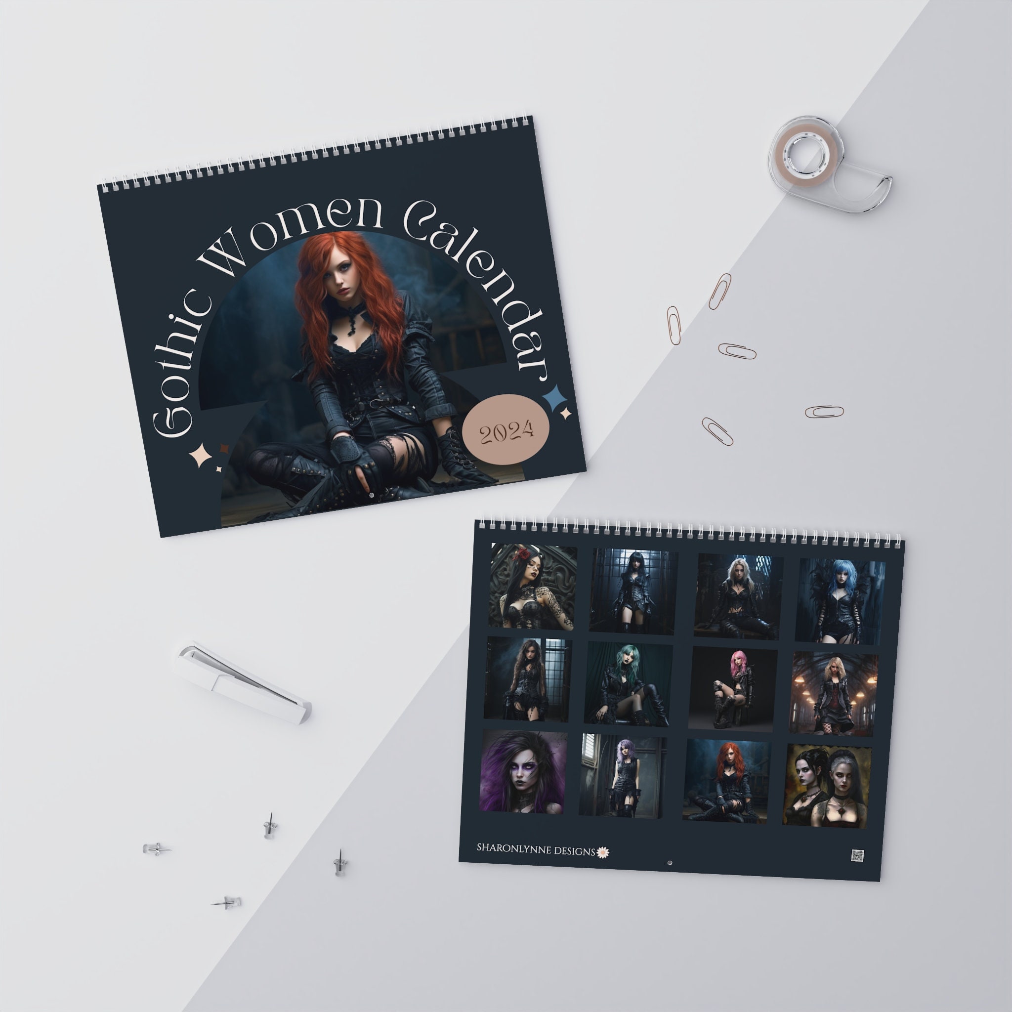 Gothic Women Calendar, Wall Calendars 2024, Women Calendar, Home Decor, Wall Decor, 2024 ...