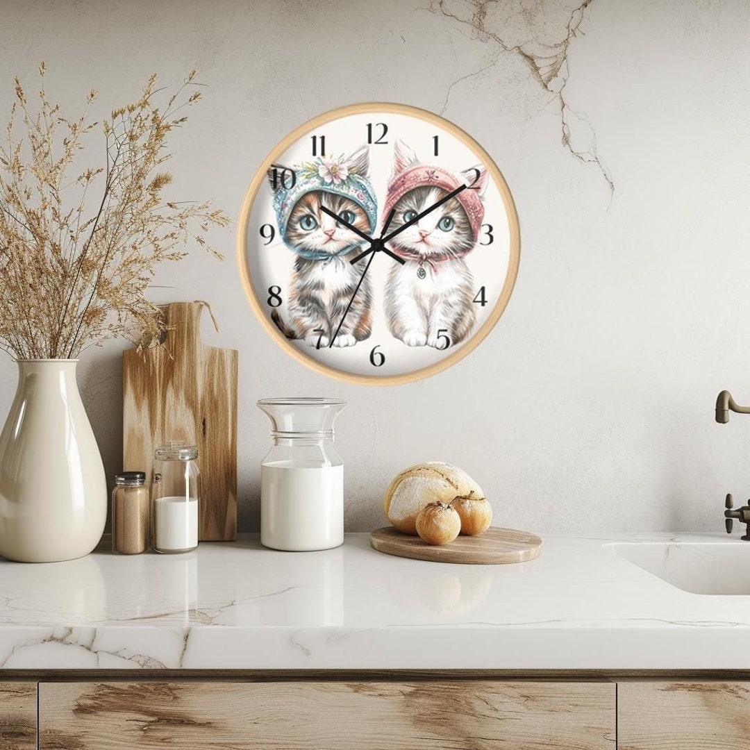 Cat Wall Clock, Adorable Cat Themed Wall Clock With Bold Numerals - Etsy