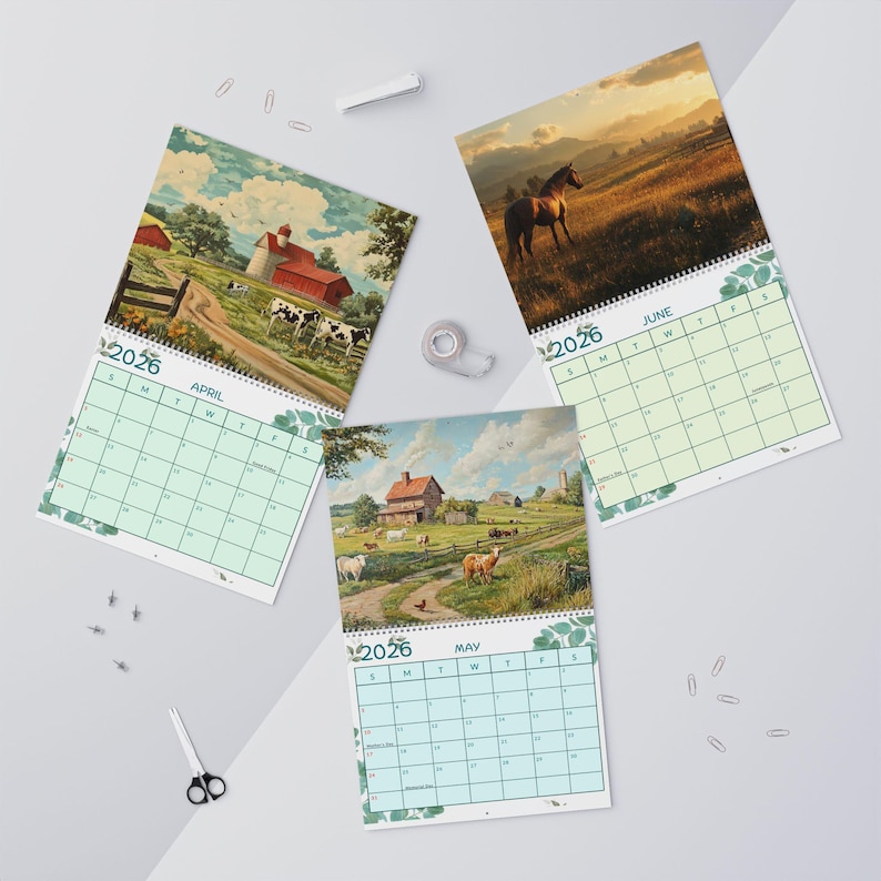 2026 Rustic Farmhouse Wall Calendar - Country Barn Themed Planner for ...