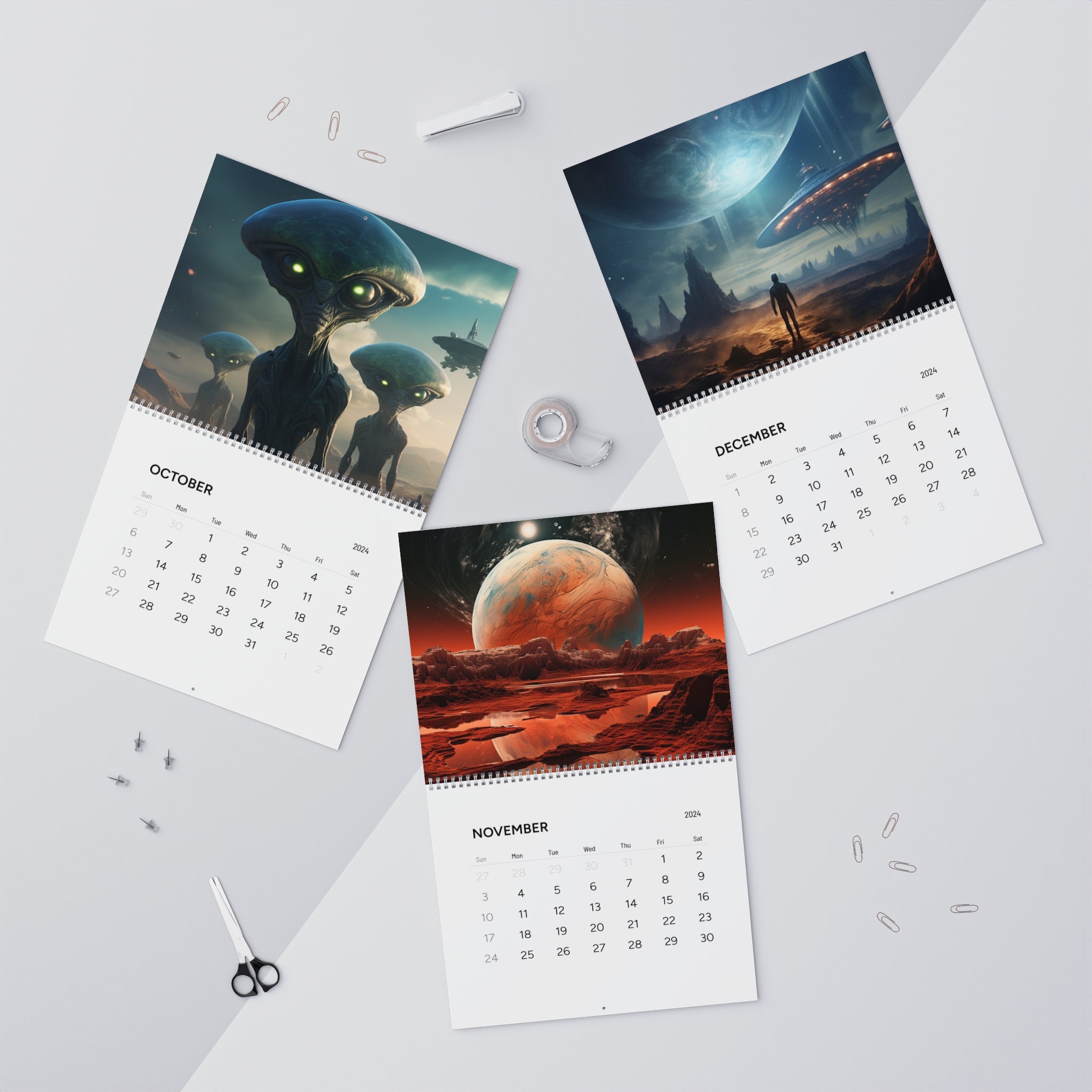 Alien Wall Calendar, Alien Calendar, Alien Calendar 2024, 2024 Alien ...