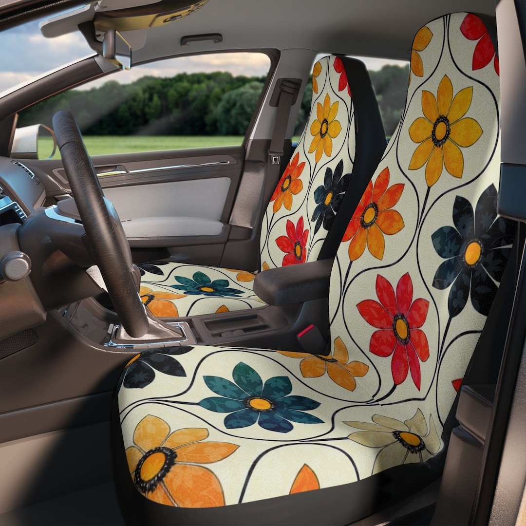 Retro Flower Seat Covers, Flower Seat Covers, Covers for Car Seats ...
