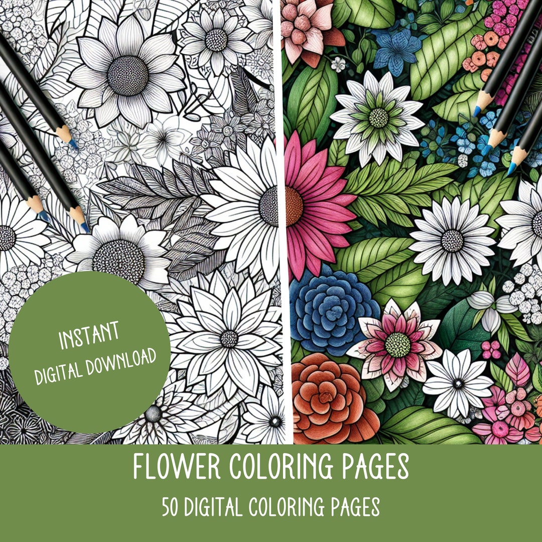 Floral Coloring Book: Printable Flower Pages for Adults & Kids ...