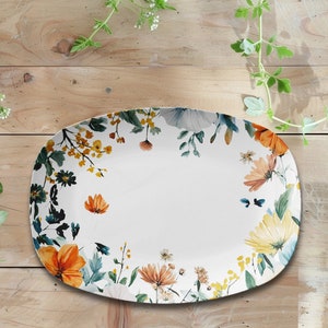 Spring Serving Platter With Floral Design - Etsy
