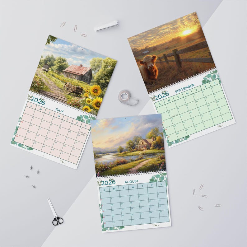 2026 Rustic Farmhouse Wall Calendar - Country Barn Themed Planner for ...