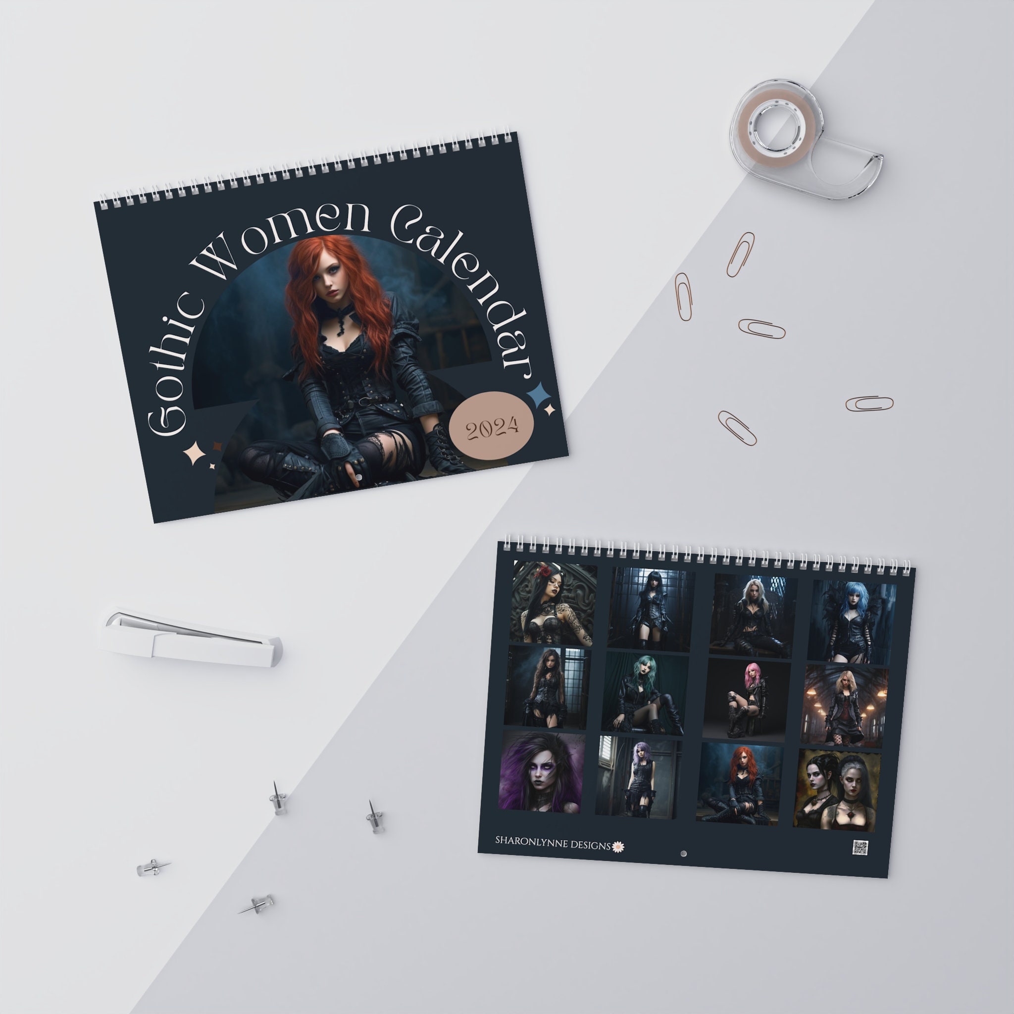 Gothic Women Calendar, Wall Calendars 2024, Women Calendar, Home Decor ...