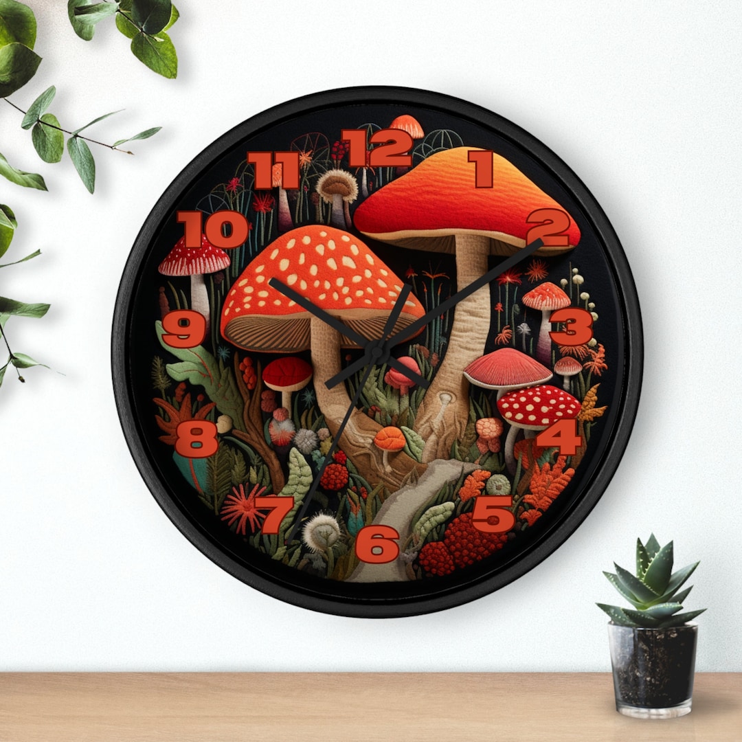 Mushroom Wall Clock, Mushroom Clock, Mushroom Wall Decor, Gift Giving ...
