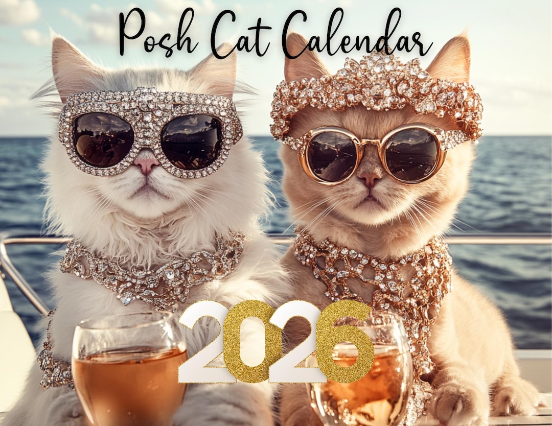 Posh Cat 2026 Wall Calendar: Elegant Kitty Art Home & Office Planner - Etsy