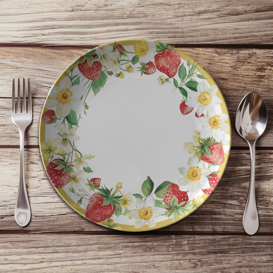 Charming Strawberry Dinner Plates Perfect Unique Gift Idea for Sunday ...