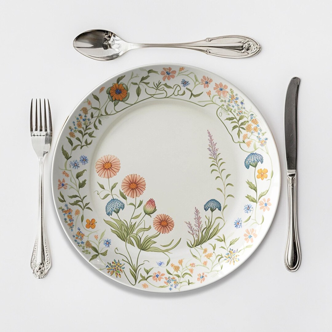 Spring Plates, Elegant Floral Dinner Plate | Ceramic Tableware for ...