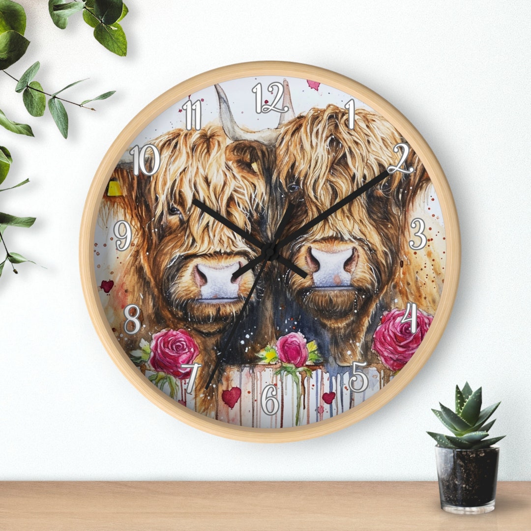 Highland Cow Clock, Cow Wall Clock, Gift Giving Idea, Thoughtful Gift ...