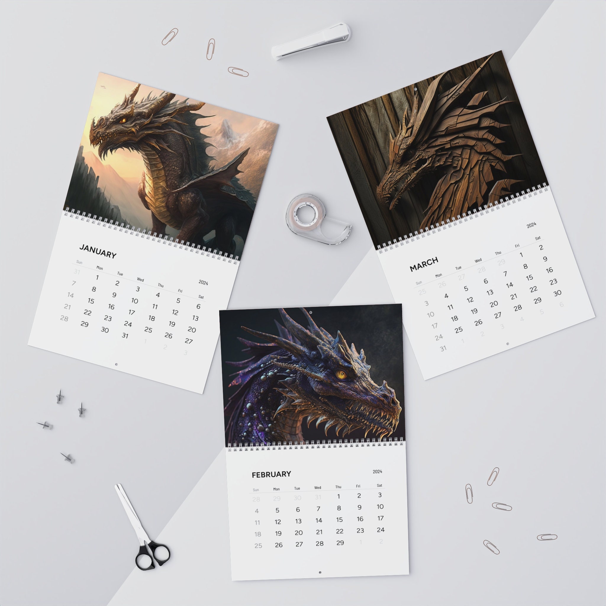 Year of the Dragon, Dragon Wall Calendars, Version 2 Dragon Calendar ...