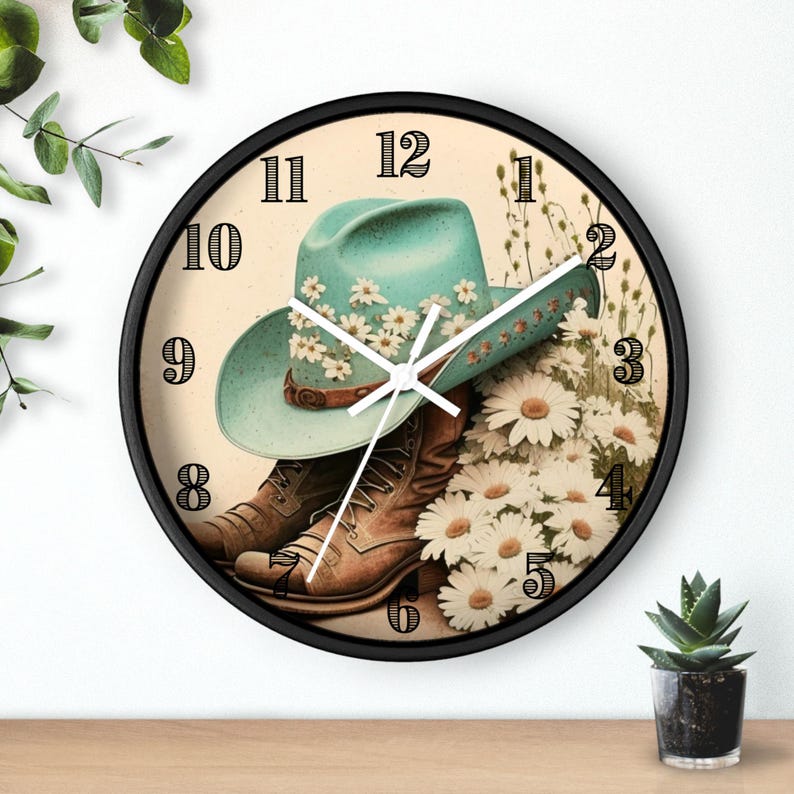 Floral Cowgirl Wall Clock – Rustic Western Home Decor - Etsy