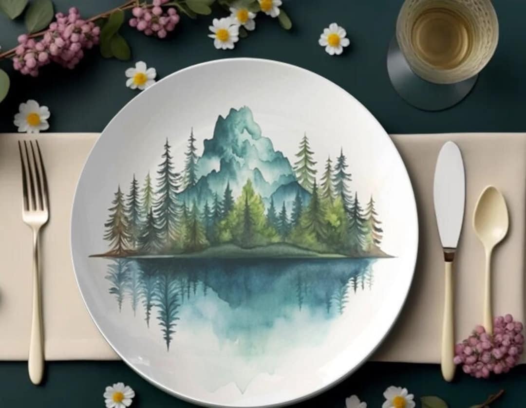 Mountain-inspired Durable Dinner Plates: Stylish Everyday Dining Gift ...