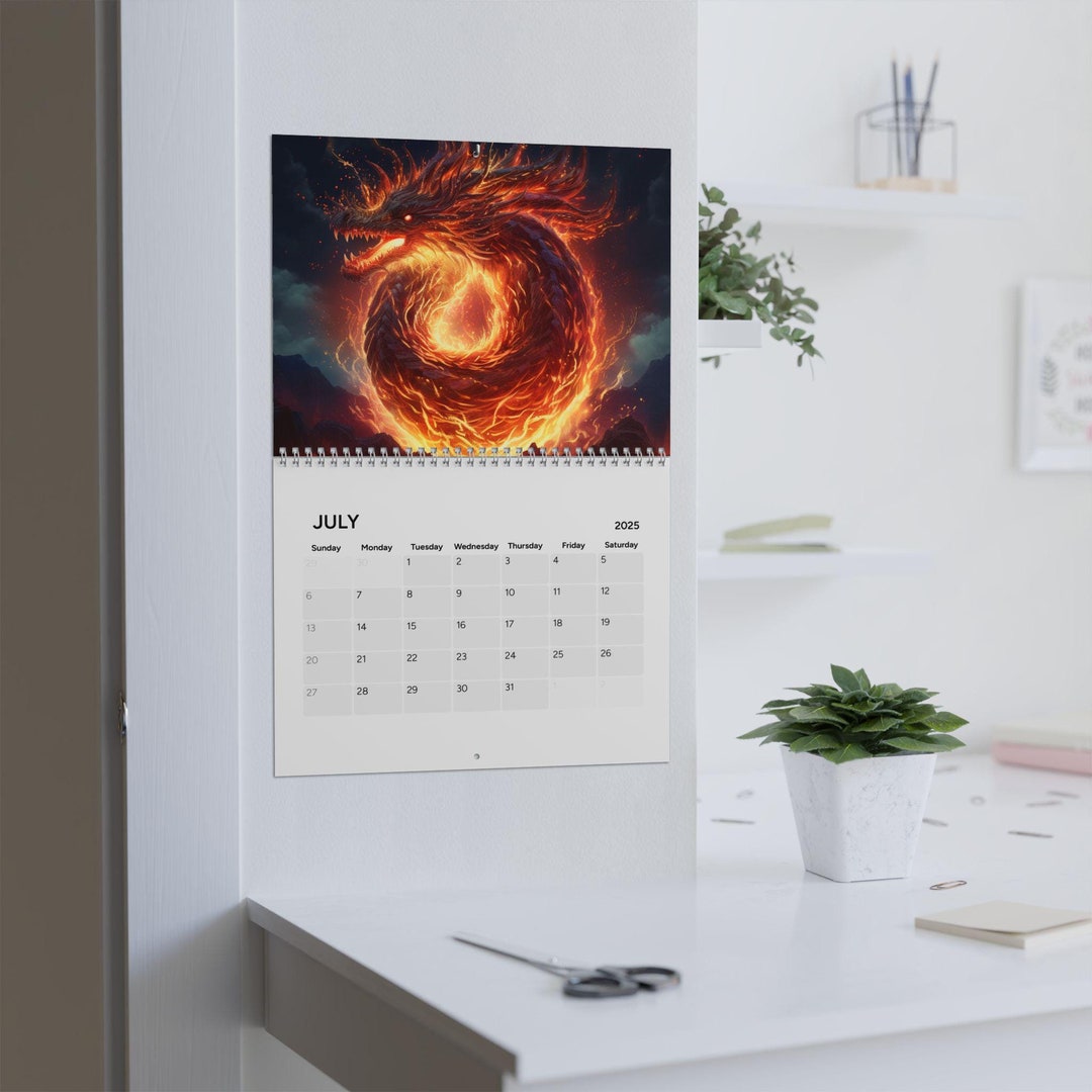 2025 Mythical Fire Dragon Wall Calendar and Decor - Etsy